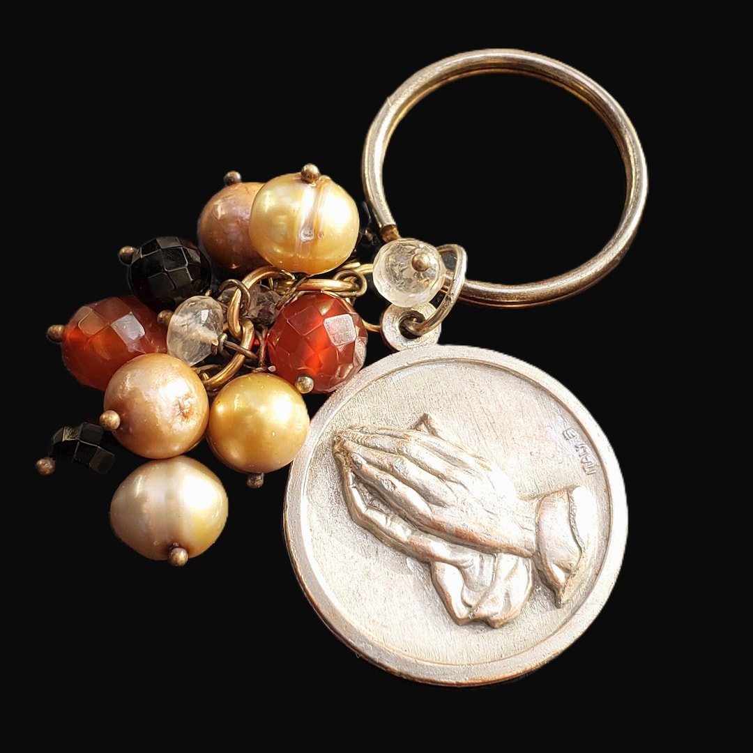 Vintage Praying Hands Keychain, Serenity Prayer Keyring, Key Fob With ...
