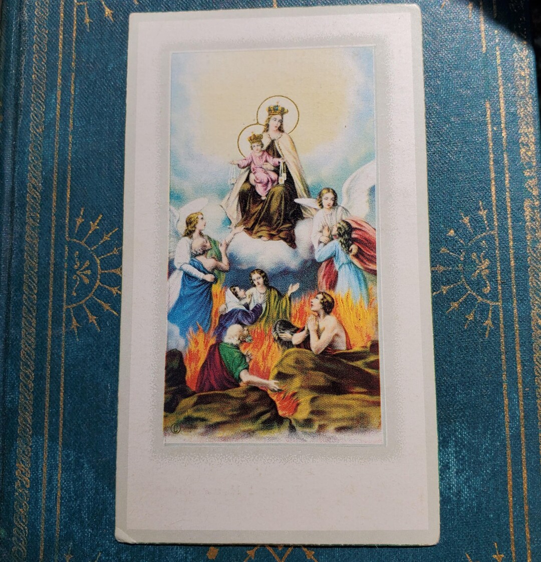 Vintage Funeral Card, Our Lady of Mt Carmel Prayer Card, Death Prayers, Holy Card Purgatory ...