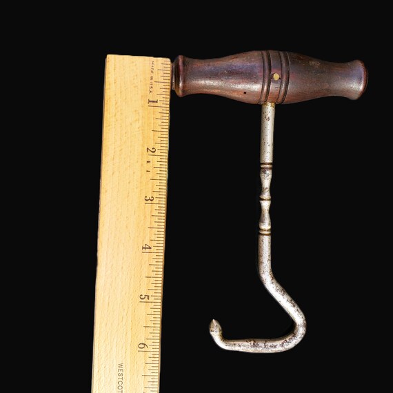 Antique Boot Pull, Turned Wood Handle & Steel Hook, V… - Gem