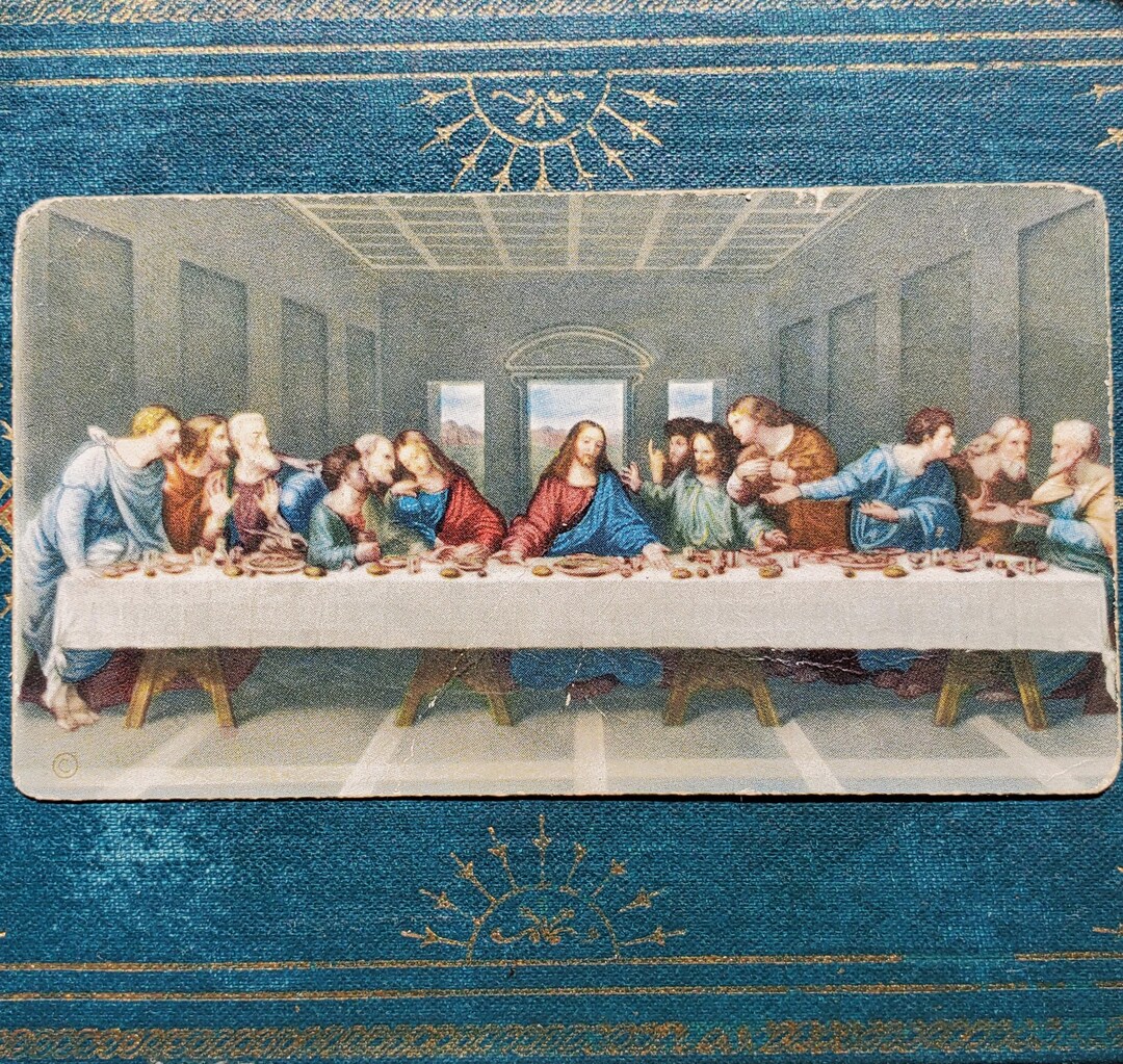 Vintage Last Supper Prayer Card, Religious Ephemera, Jesus & Twelve ...
