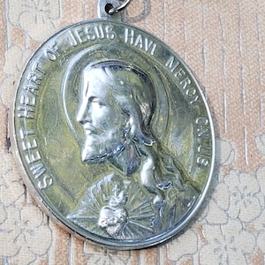 Vintage Jesus Pin, Sacred Heart, Altar-rosary Society Brooch, Aluminum ...