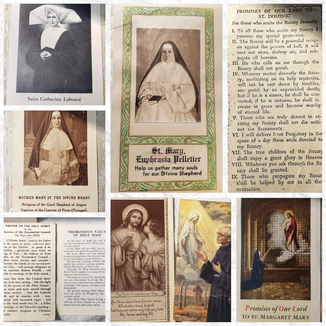 5 Vintage Holy Cards, Nuns & Saints Prayer Cards, Devotional and 1st ...