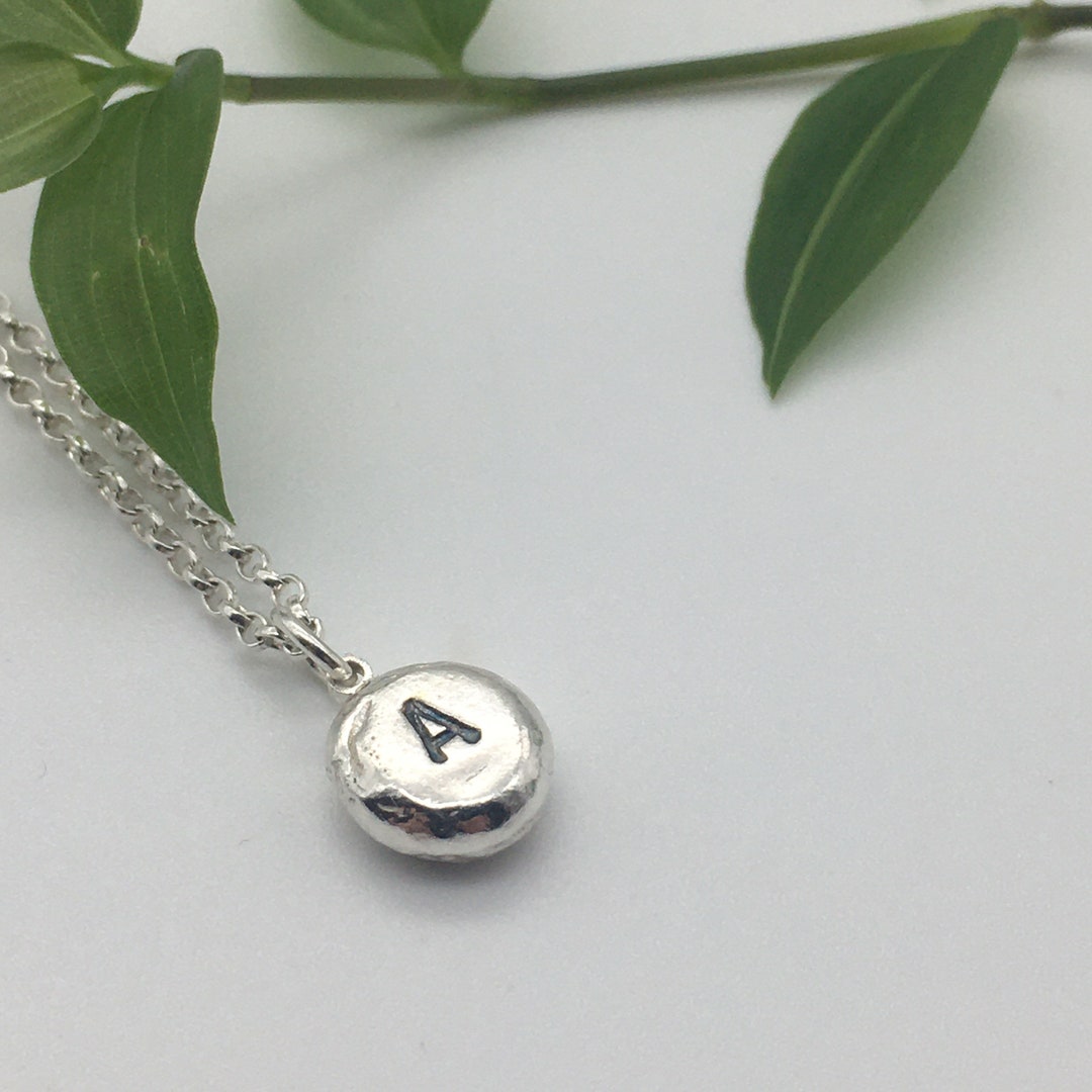 Personalised Silver Letter Nugget Necklace - Etsy