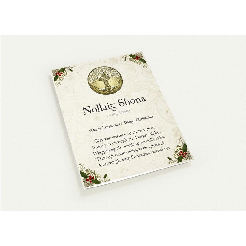 Celtic Christmas Card: Nollaig Shona Irish Blessing Poem (pack of 10 ...