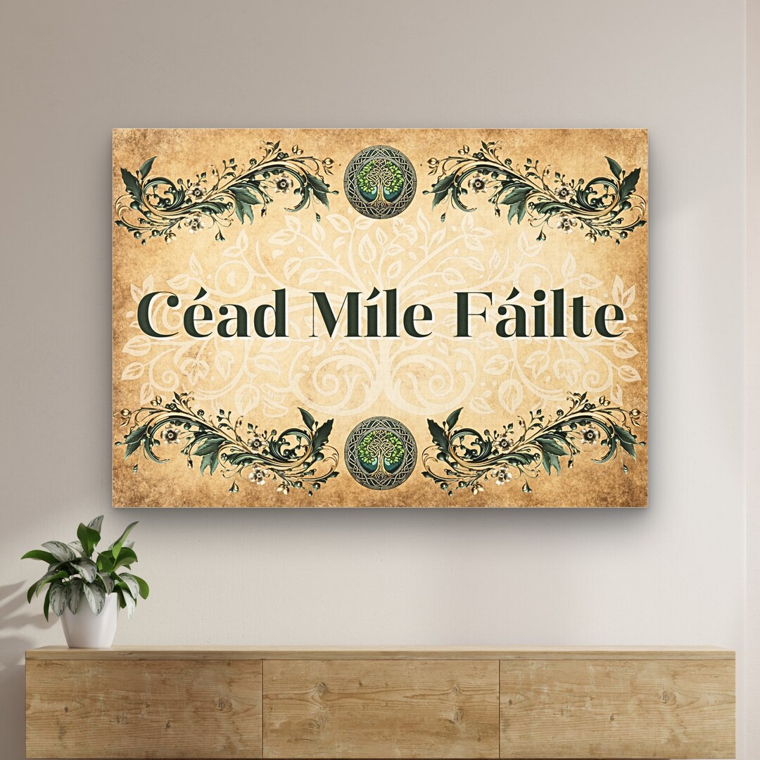 Céad Míle Fáilte Celtic-inspired Digital Wall Art With Book of - Etsy