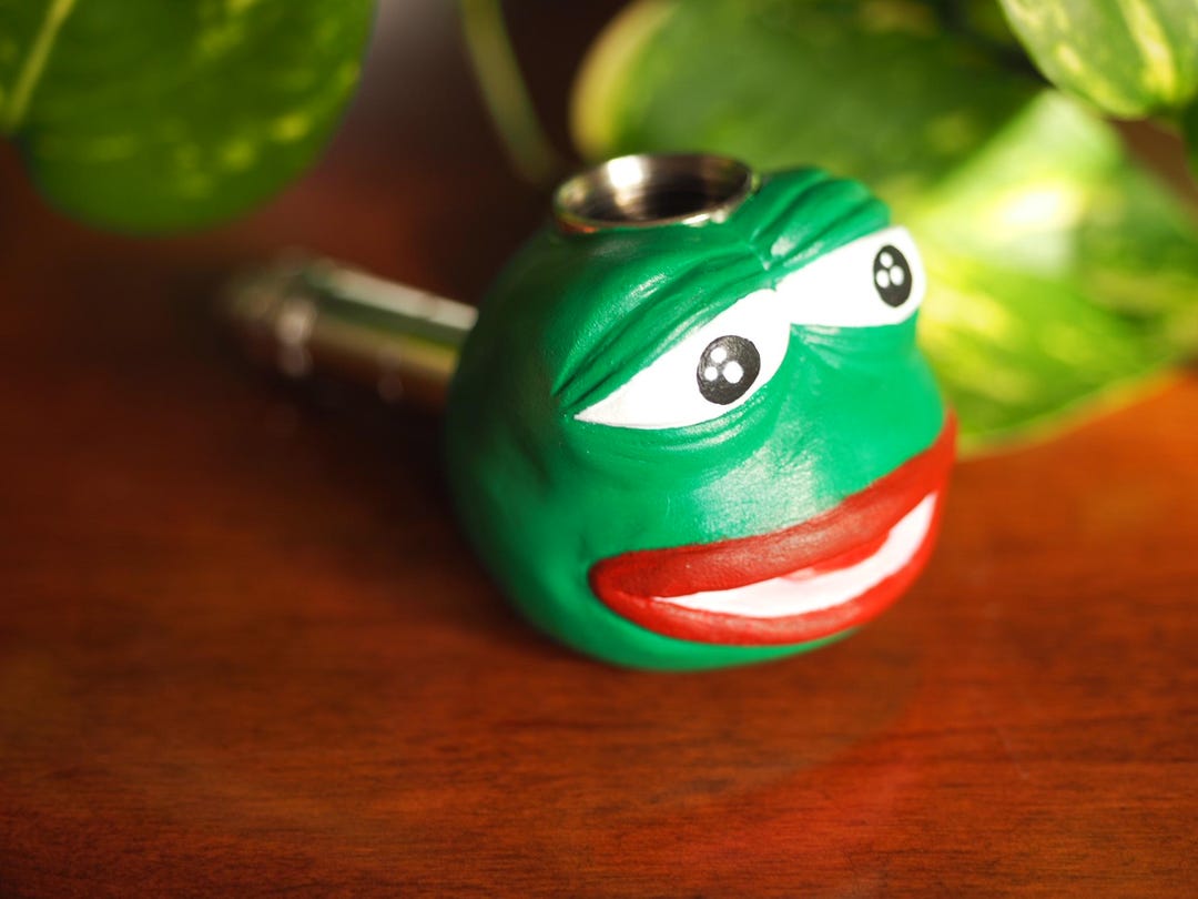 Pepe Pipe Frog Meme Smoking Pipe Sculpture Handmade Cute Sad Funny ...