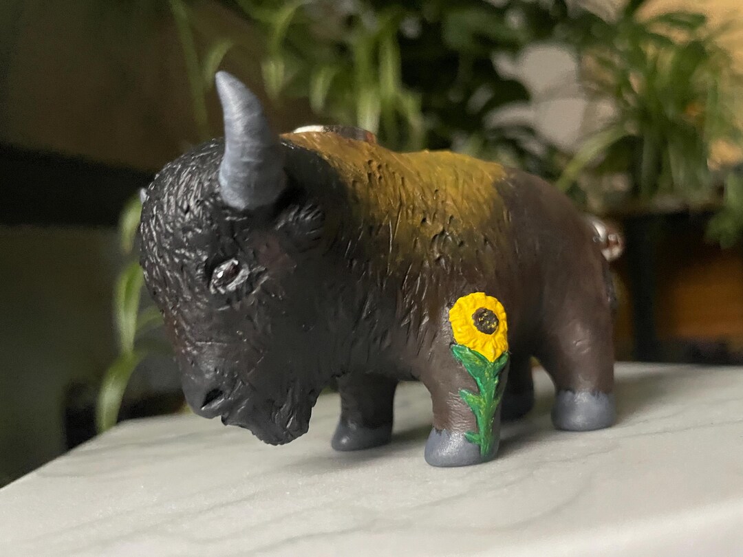 Handmade Bison Pipe: Clay Buffalo With Sunflower Detail - Etsy