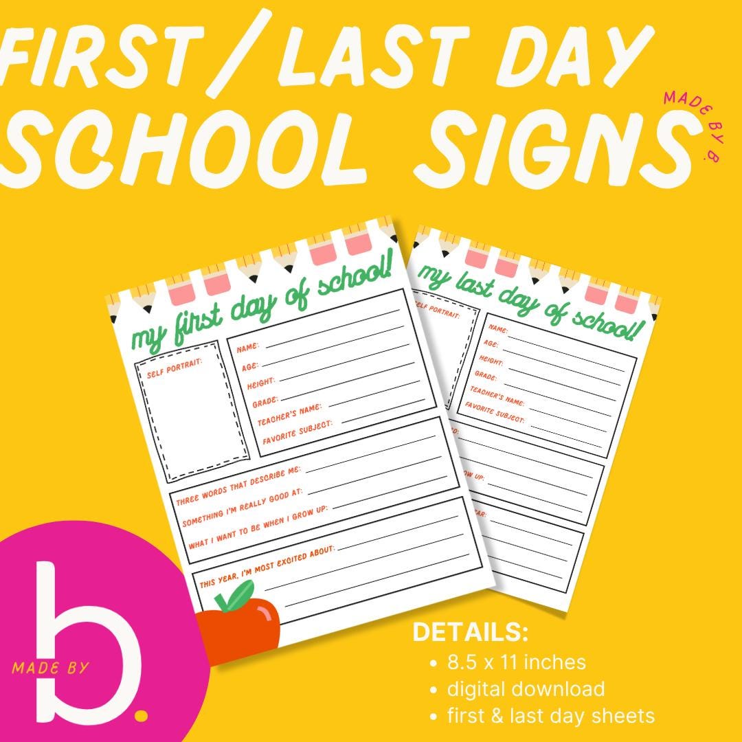 First & Last Day of School Interview Printables – Back to School ...
