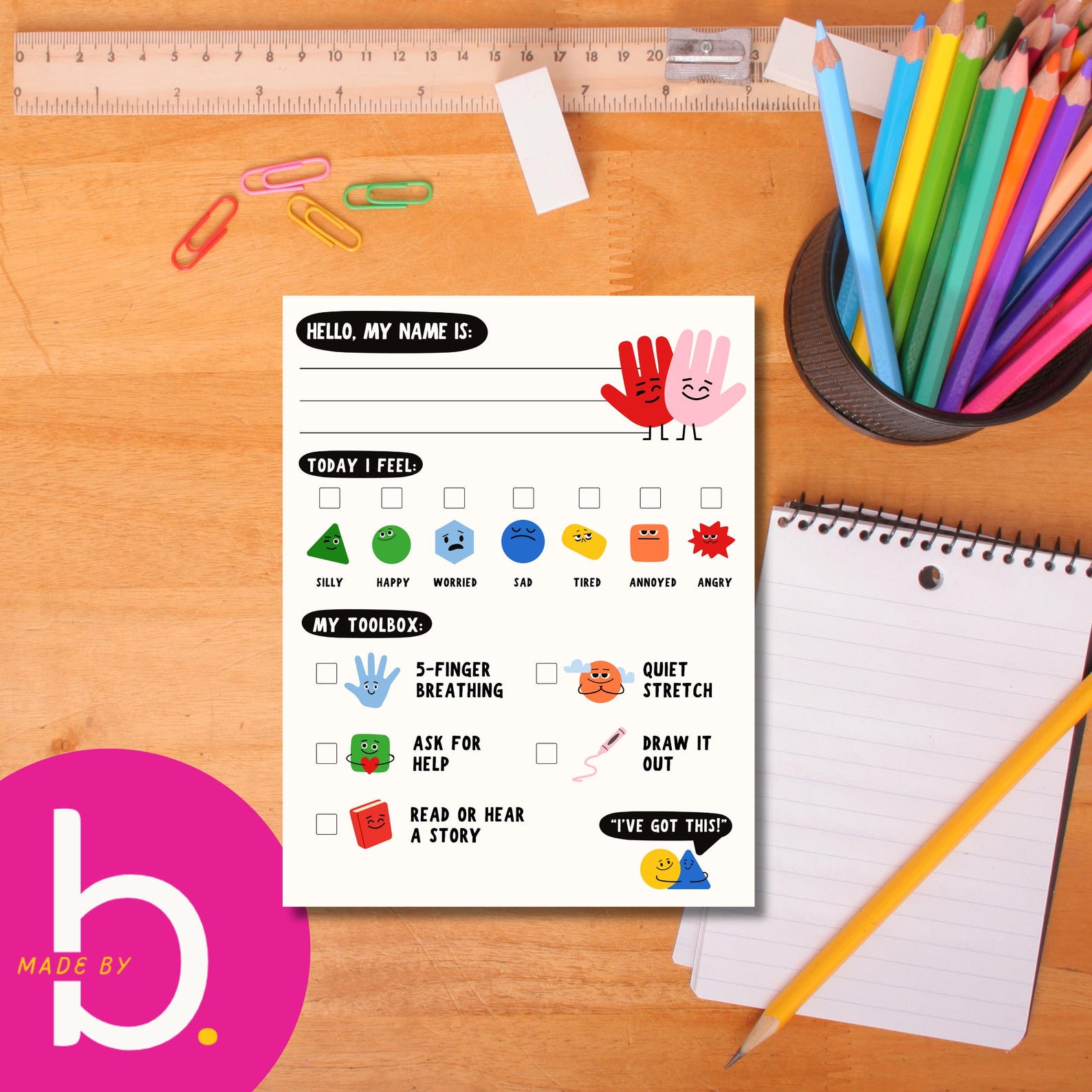 SEL Name Plate: Feelings Check-in, Coping Skills Chart (PDF Download ...