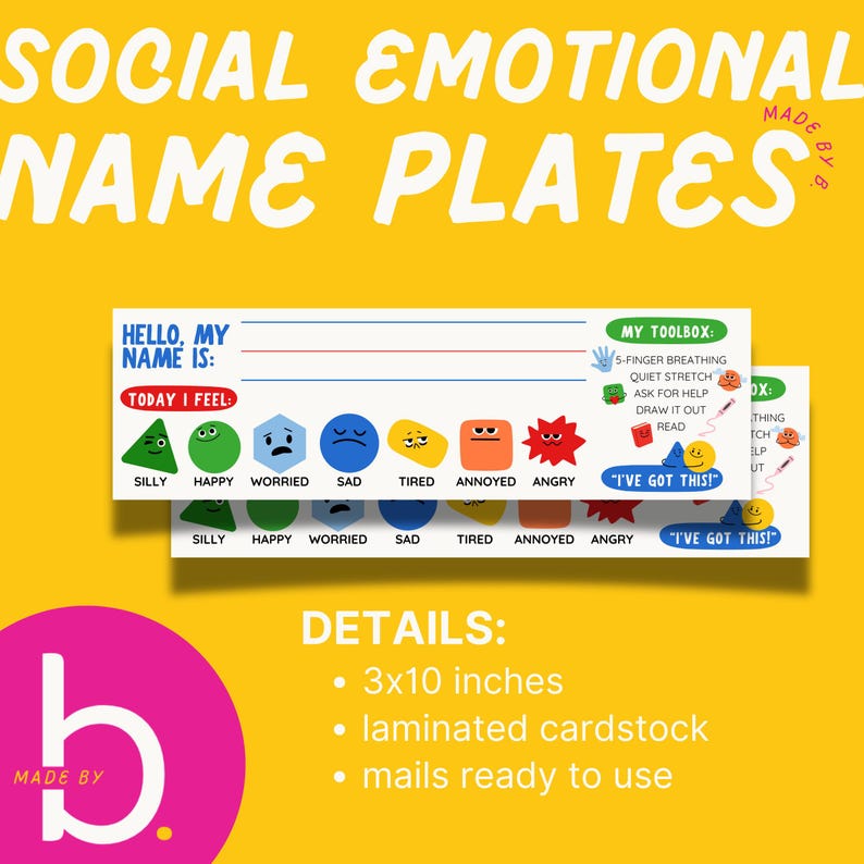 Personalized Kids Desk Name Plate: Feelings Check-in, Classroom Decor ...