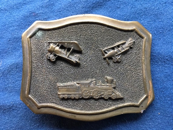 Vintage Planes & Trains Aviation and Locomotive Belt Buckle | Etsy