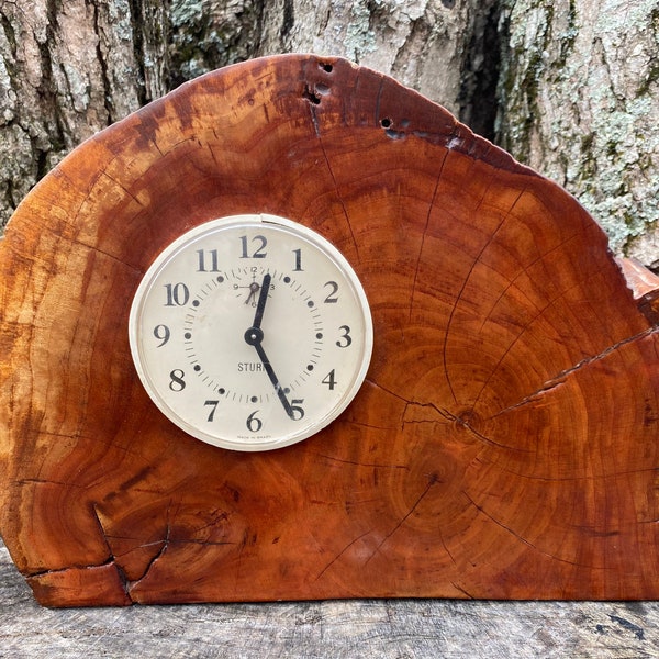 Vintage Wood Slab Clock - Etsy