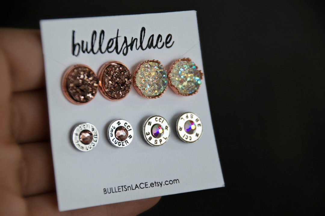 Bullet Earrings, Bullet Jewelry, Druzy Earrings, Bullet Casing Earrings ...