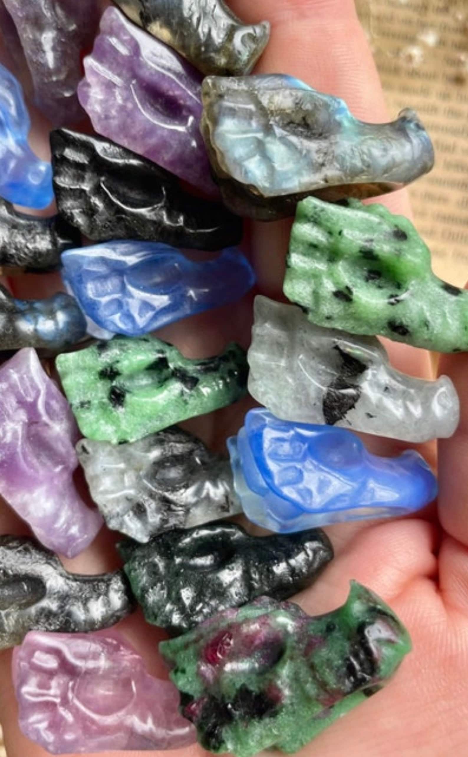 Mini Dragon Head Carvings Crystals Altar Decor Witchy Witchy - Etsy