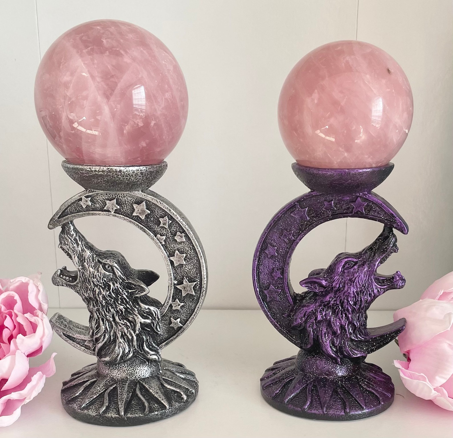 Wolf on Moon Sphere Holders Sphere Stands Crystal Decor Witchy - Etsy
