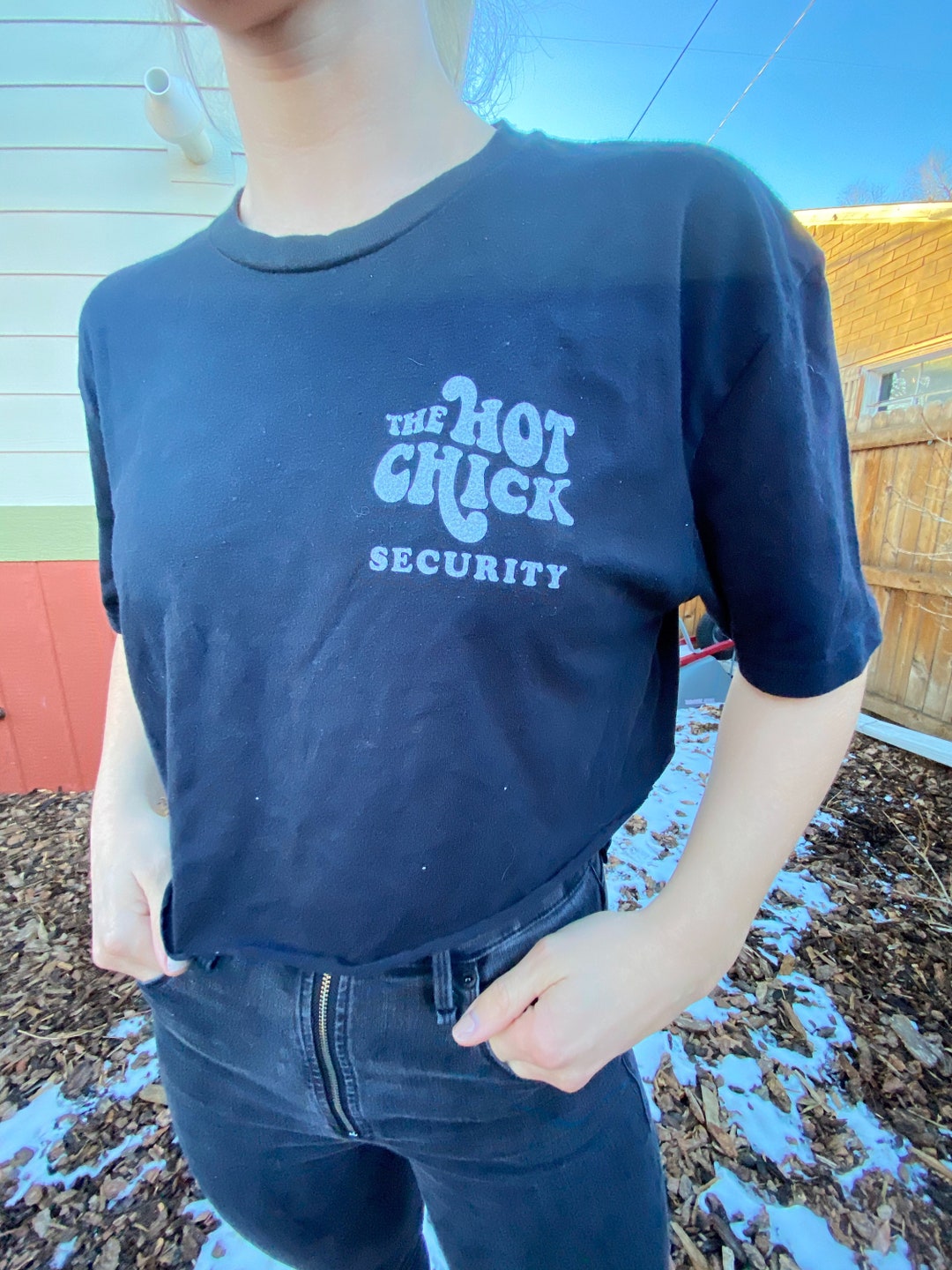 Upcycled Crop Top, Hot Chick, Hot Chick Shirt, Crop Top, Security Crop ...