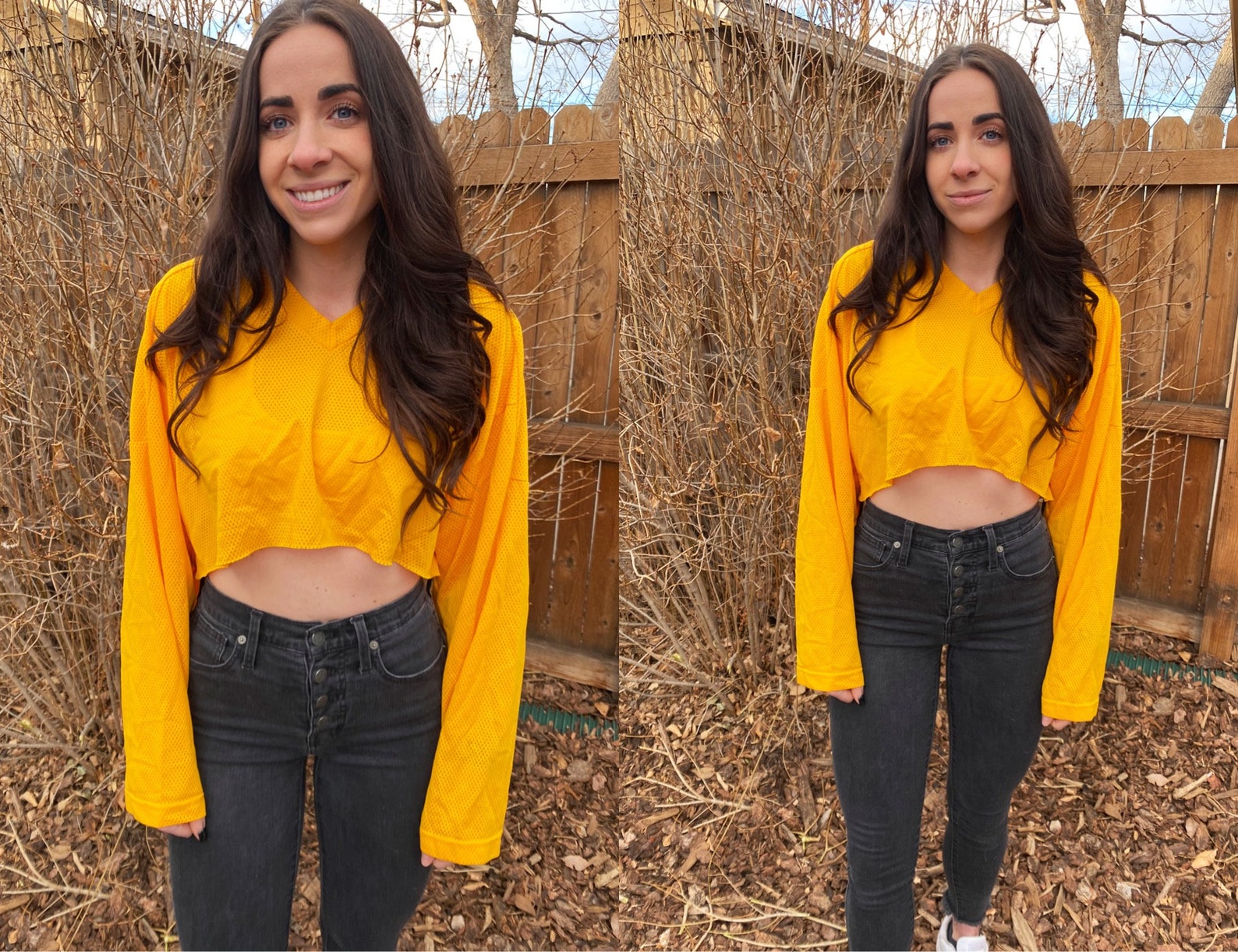 Yellow Cropped Long Sleeve Jersey Cropped Jersey Jersey Crop | Etsy