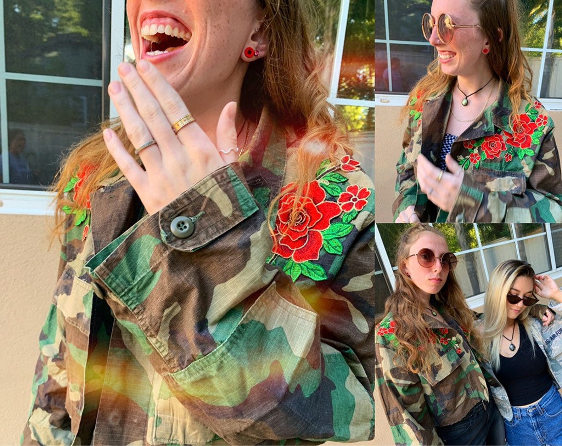 Cropped Camouflage Jacket Camo Jacket Camouflage Army | Etsy