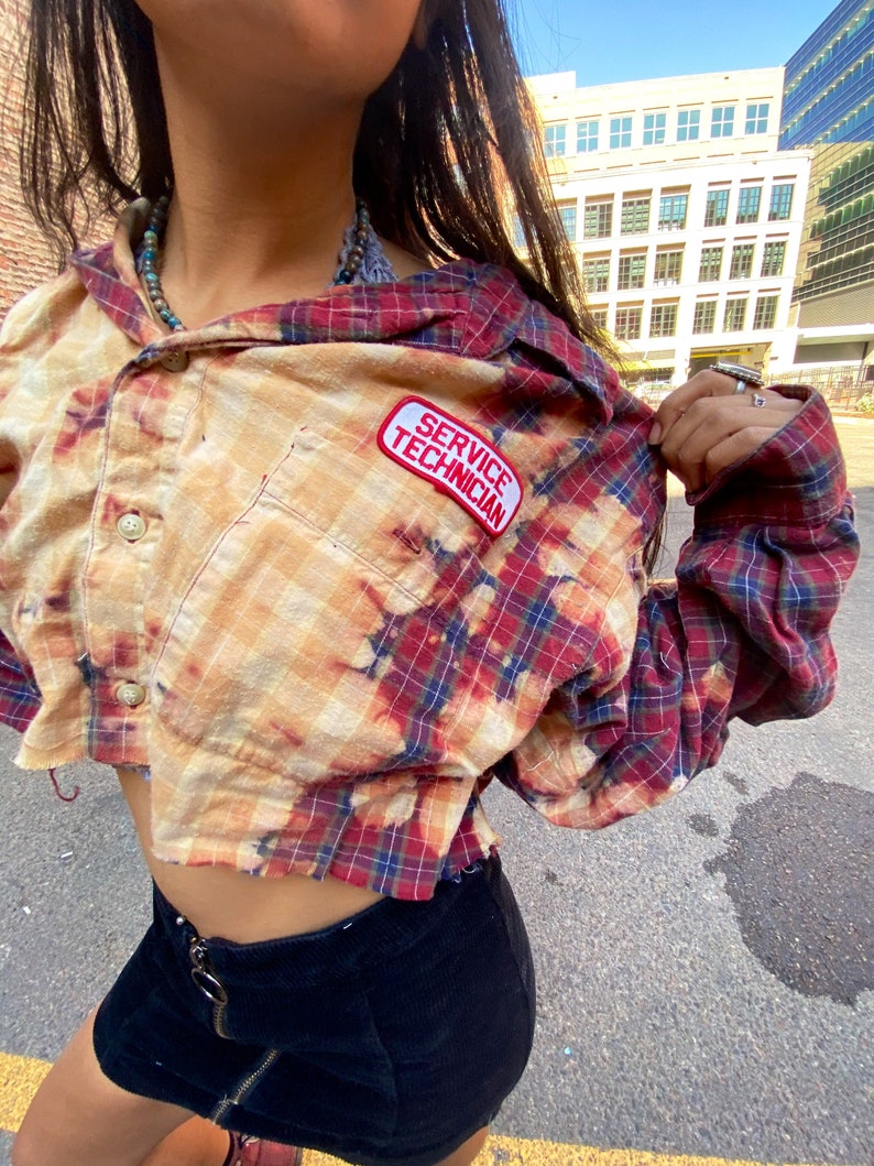 Cropped Flannel Bleached Flannel Bleached Flannels Cropped | Etsy