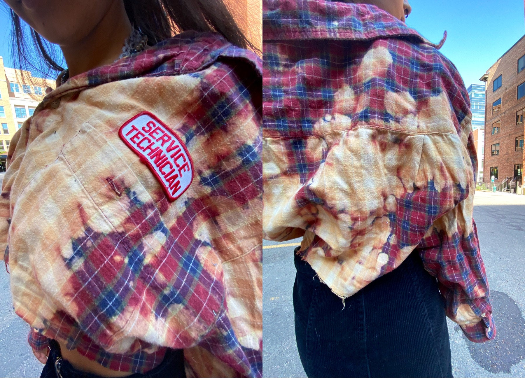 Cropped flannel bleached flannel bleached flannels cropped | Etsy