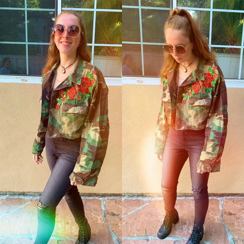 Cropped Camouflage Jacket Camo Jacket Camouflage Army | Etsy