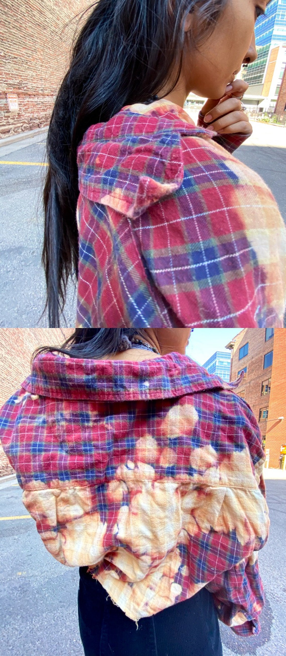 Cropped Flannel Bleached Flannel Bleached Flannels Cropped | Etsy