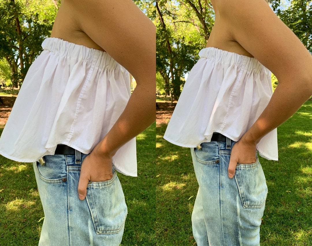 White Tube Top Button Down Shirt Upcycled Upcycled Tube - Etsy