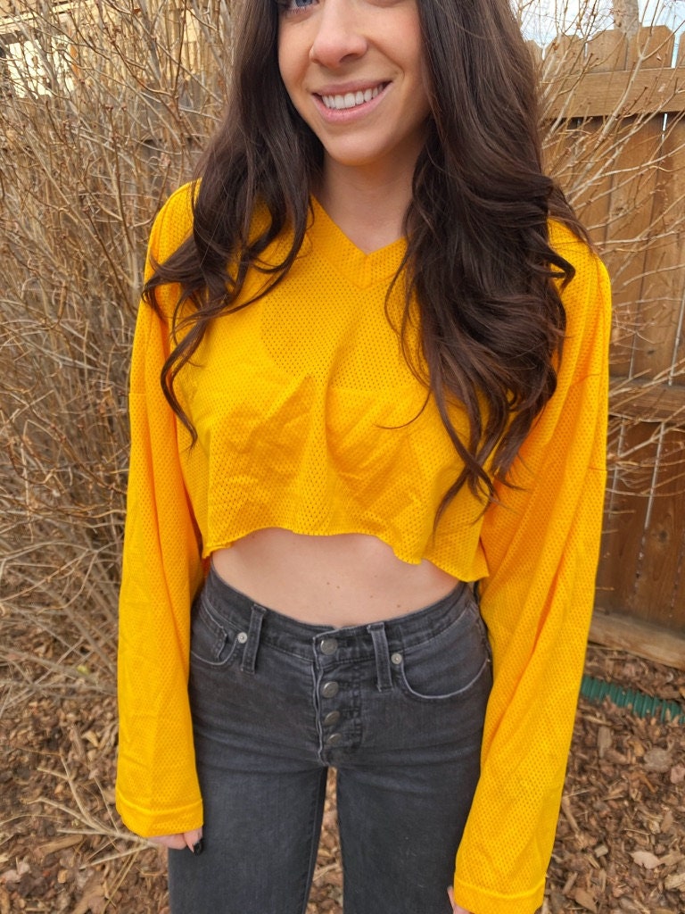 Yellow Cropped Long Sleeve Jersey Cropped Jersey Jersey Crop - Etsy UK