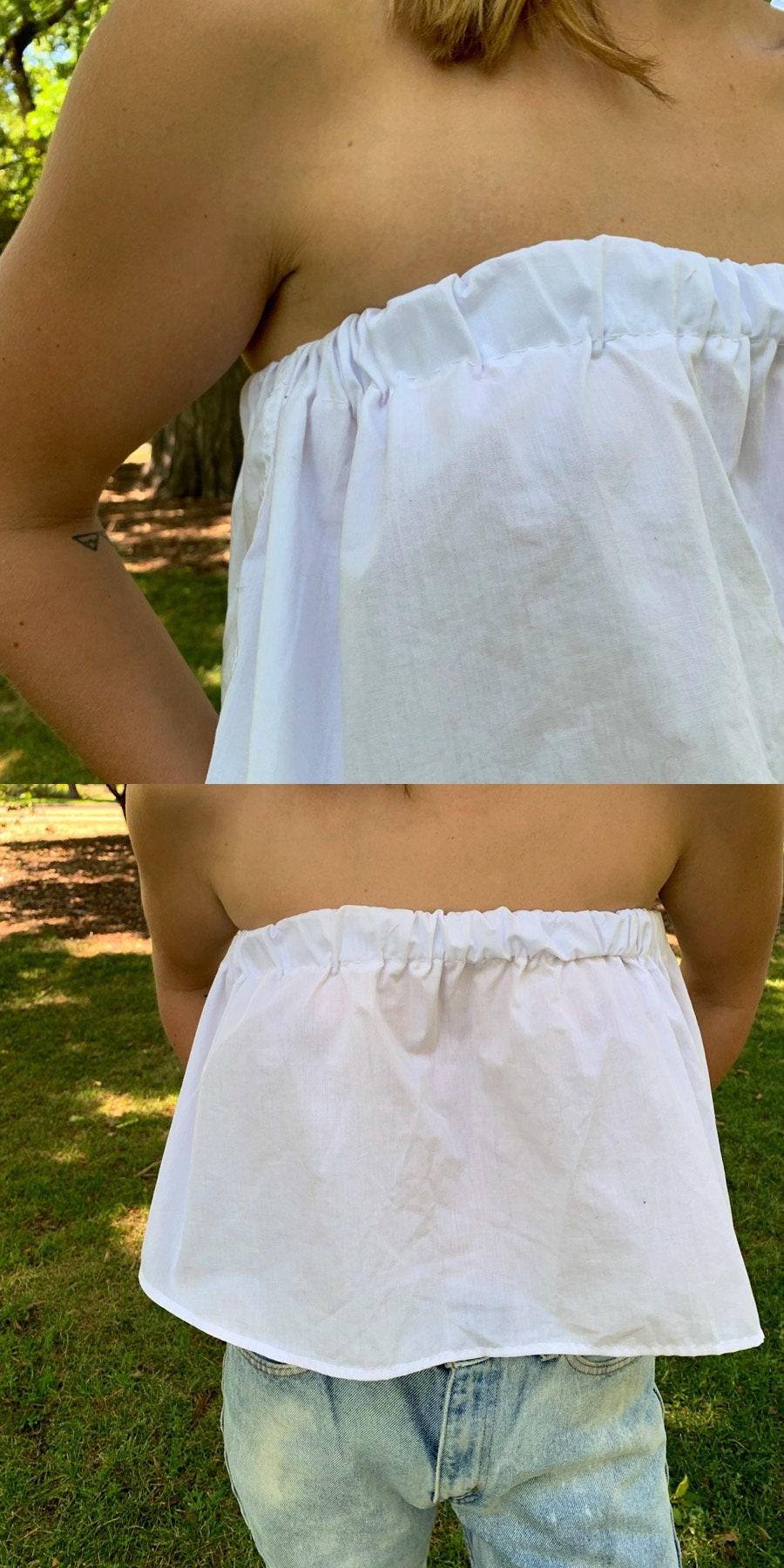 White Tube Top Button Down Shirt Upcycled Upcycled Tube | Etsy