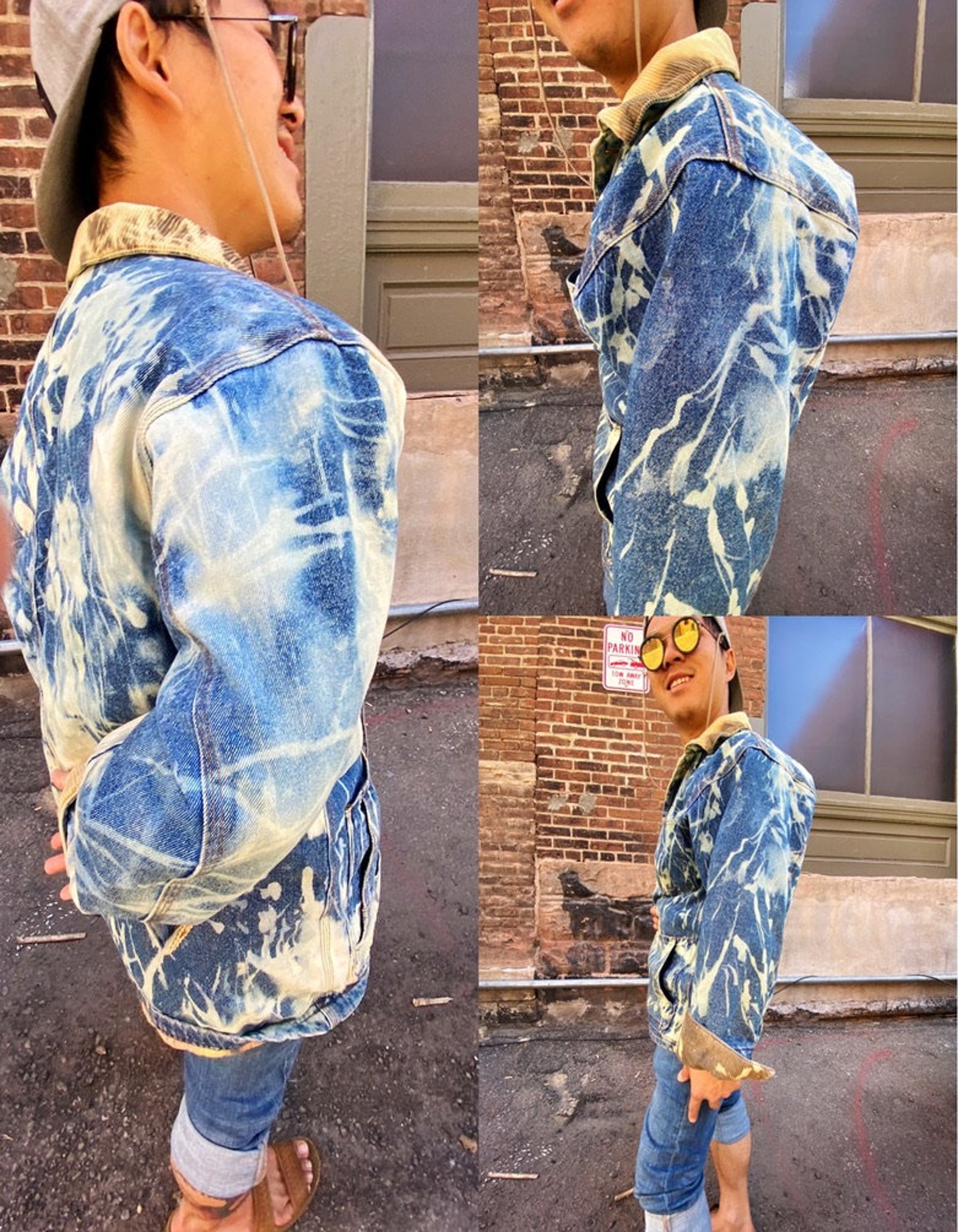 Bleached Denim Jacket Bleached Denim Oversized Denim Jacket - Etsy
