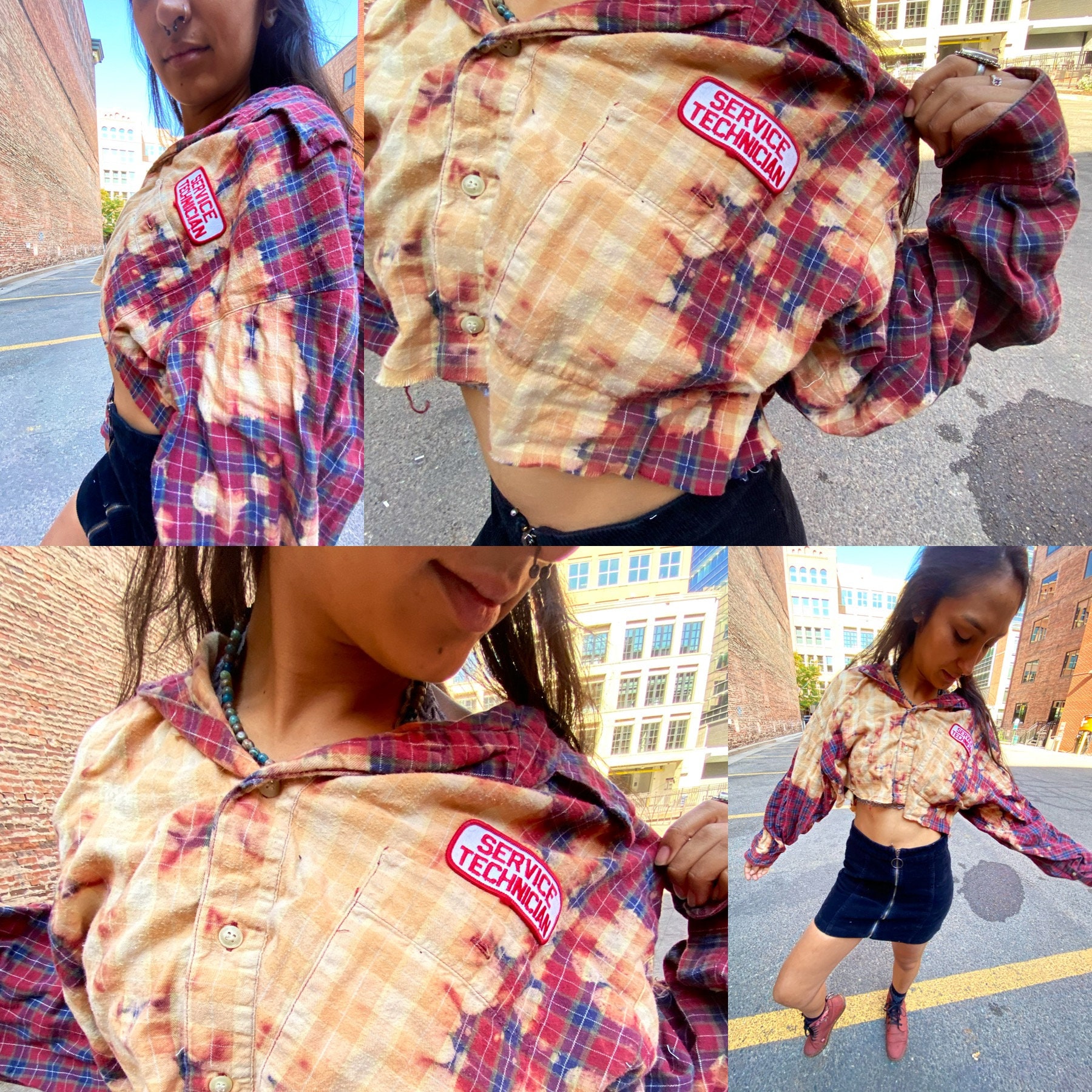 Cropped flannel bleached flannel bleached flannels cropped | Etsy