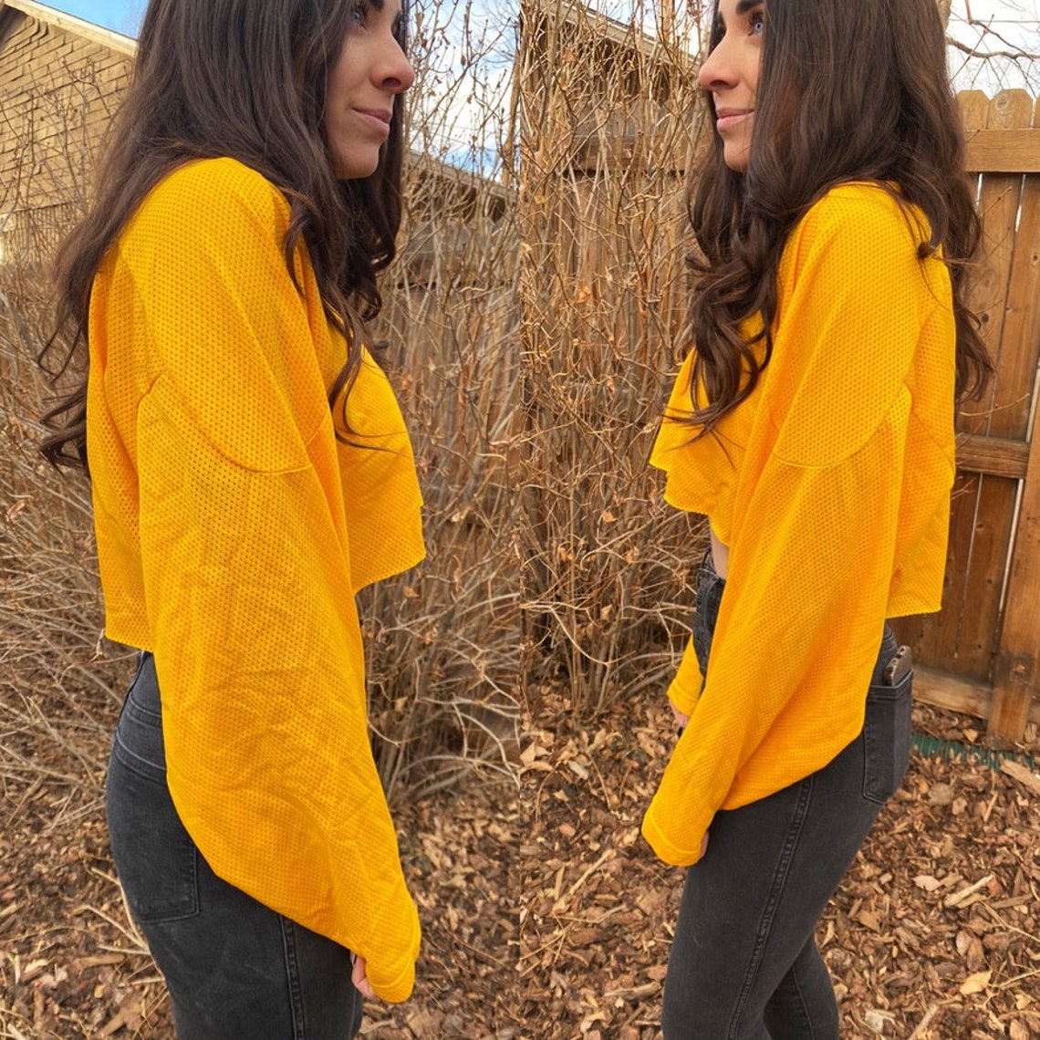 Yellow Cropped Long Sleeve Jersey Cropped Jersey Jersey Crop | Etsy