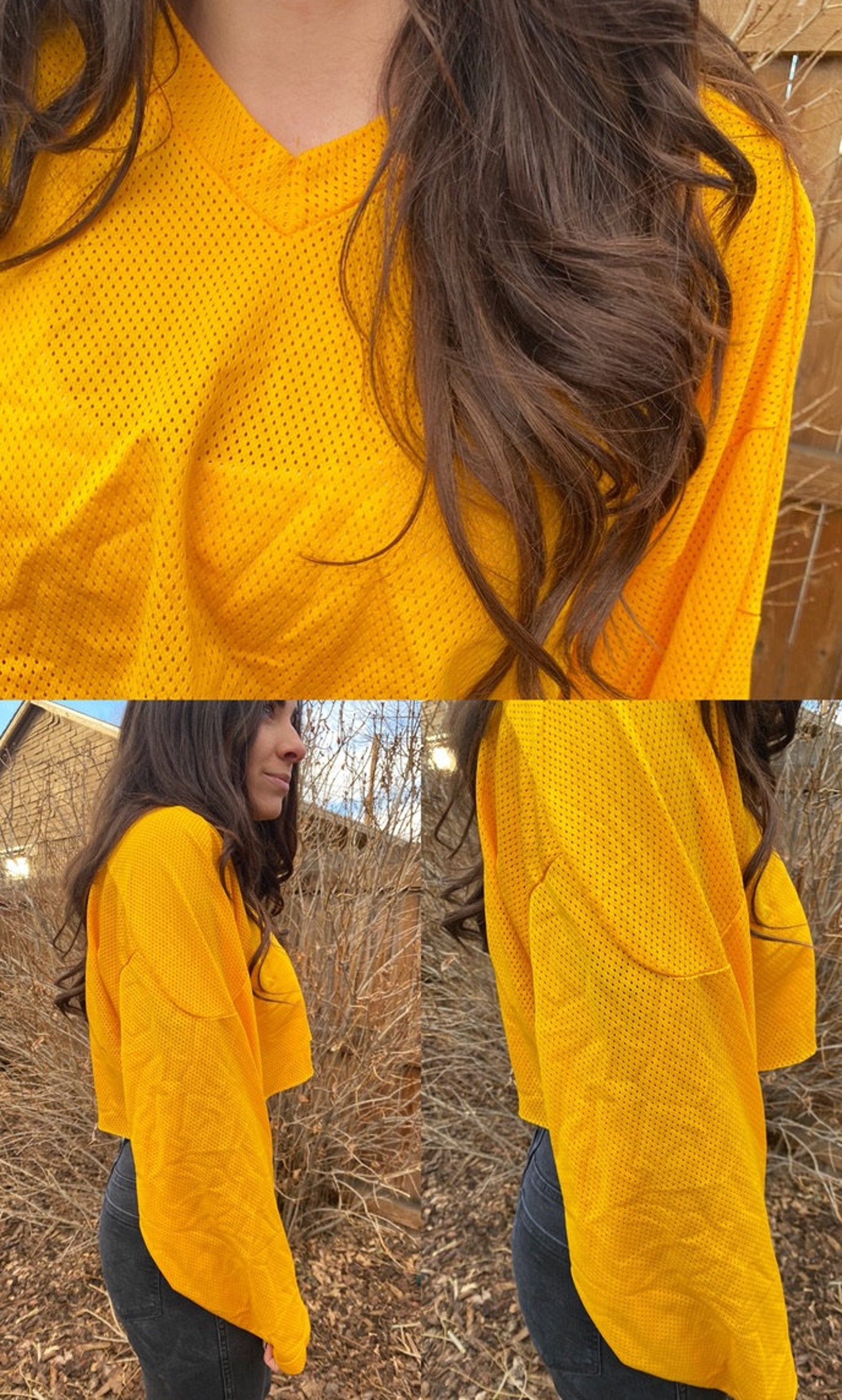 Yellow Cropped Long Sleeve Jersey Cropped Jersey Jersey Crop | Etsy