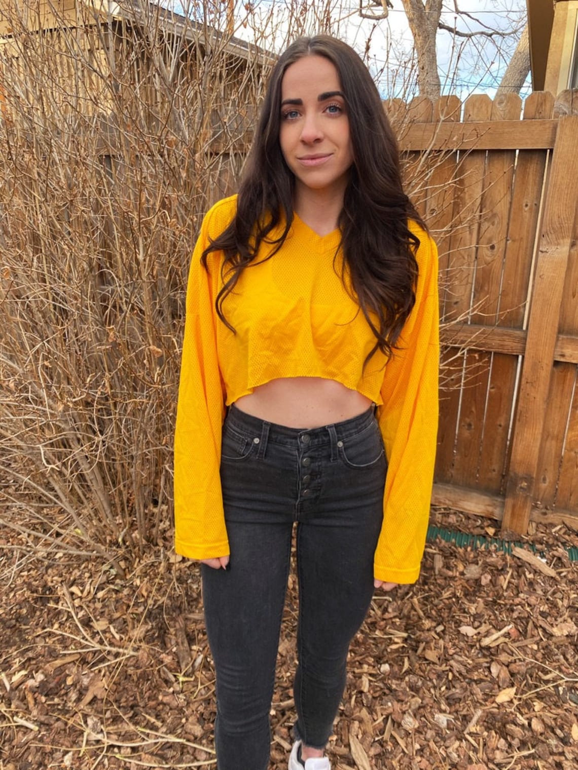 Yellow Cropped Long Sleeve Jersey Cropped Jersey Jersey Crop | Etsy