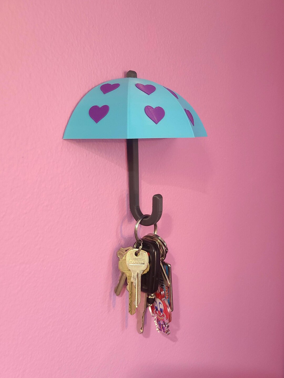 3D Printed Heart Umbrella Key Hook - Etsy