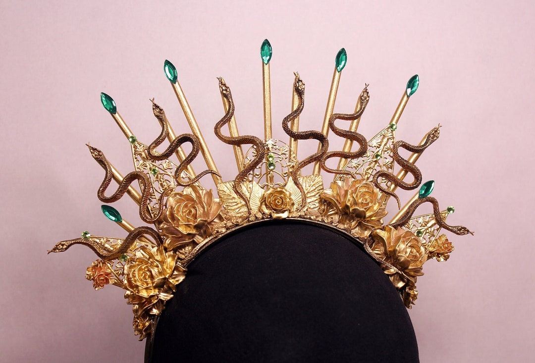 Queen of Snakes Headpiece Serpent Cobra Crown Flower Halo Headband ...