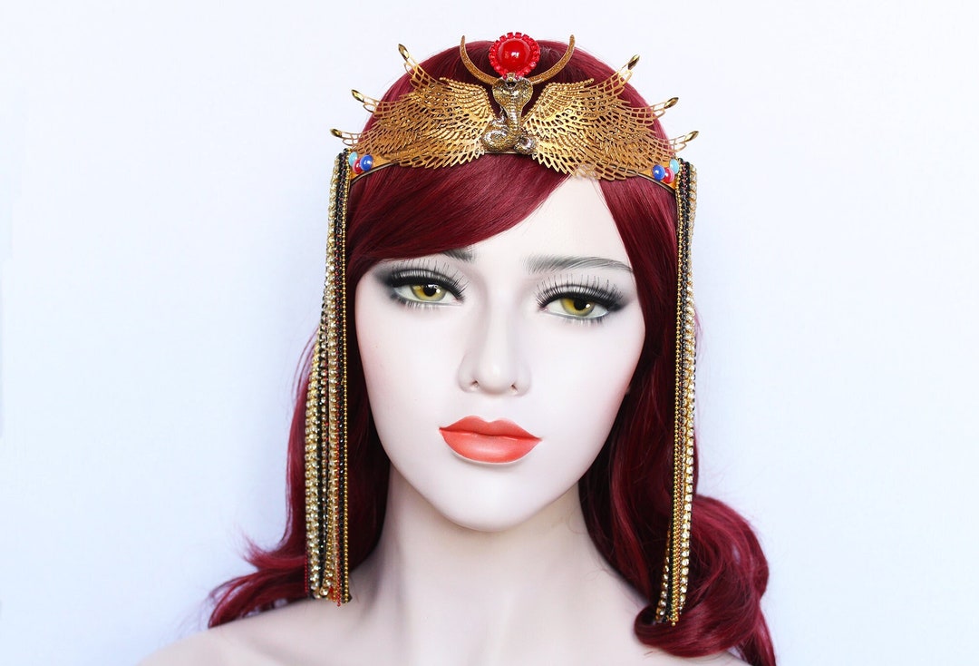 Gold Cleopatra Crown Egyptian Goddess Snake Headpiece Queen of - Etsy