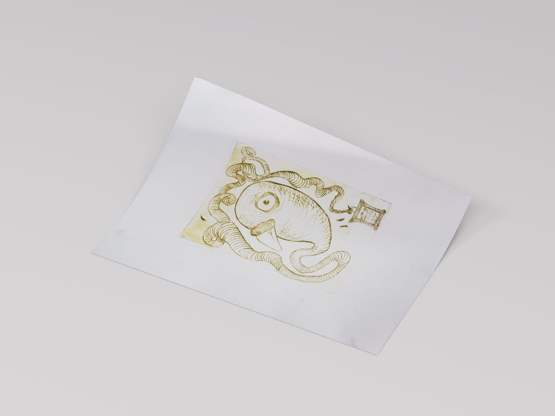 Etching Poster - Pigeon Collage Art - Floral Water Scene Wall Art ...