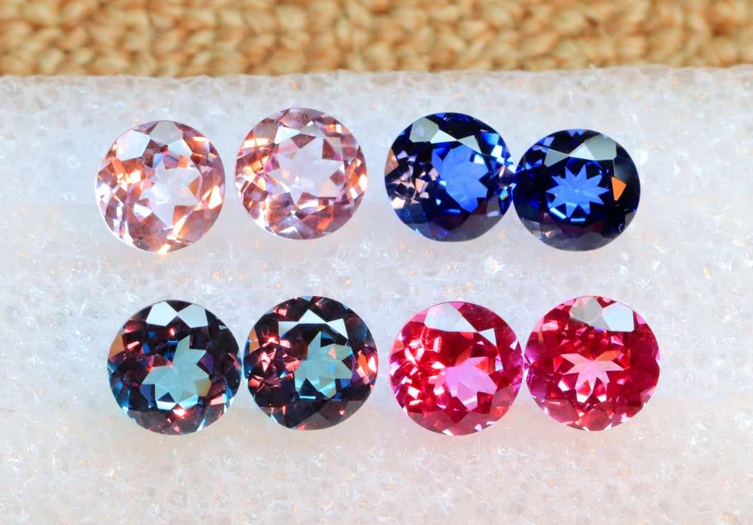 10mm PAIR Round Lab Grown Stone - Lab Grown Pink Sapphire - Lab Grown ...