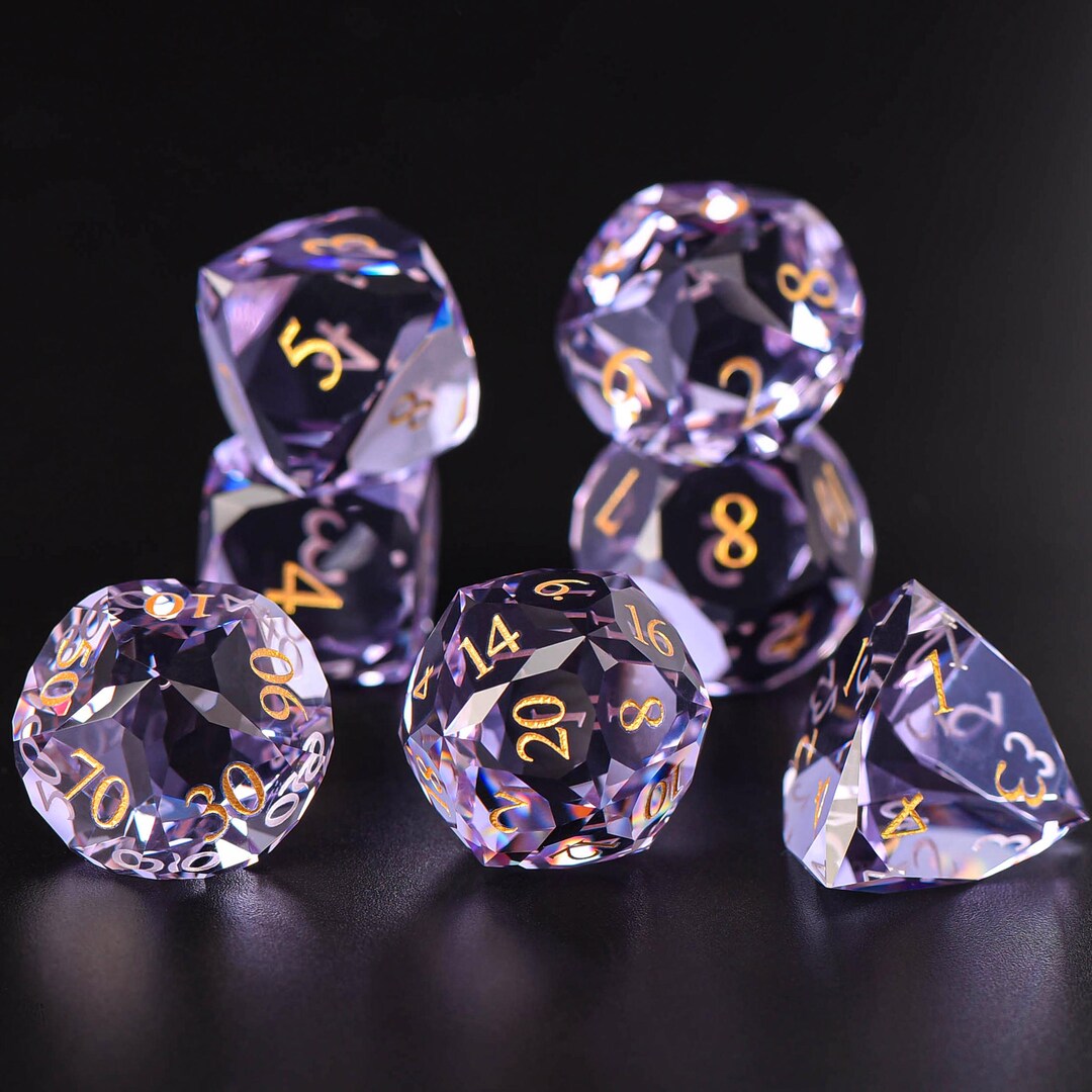 Lavender Amethyst DND Dice Set: Zircon Glass Gemstone RPG Accessory - Etsy