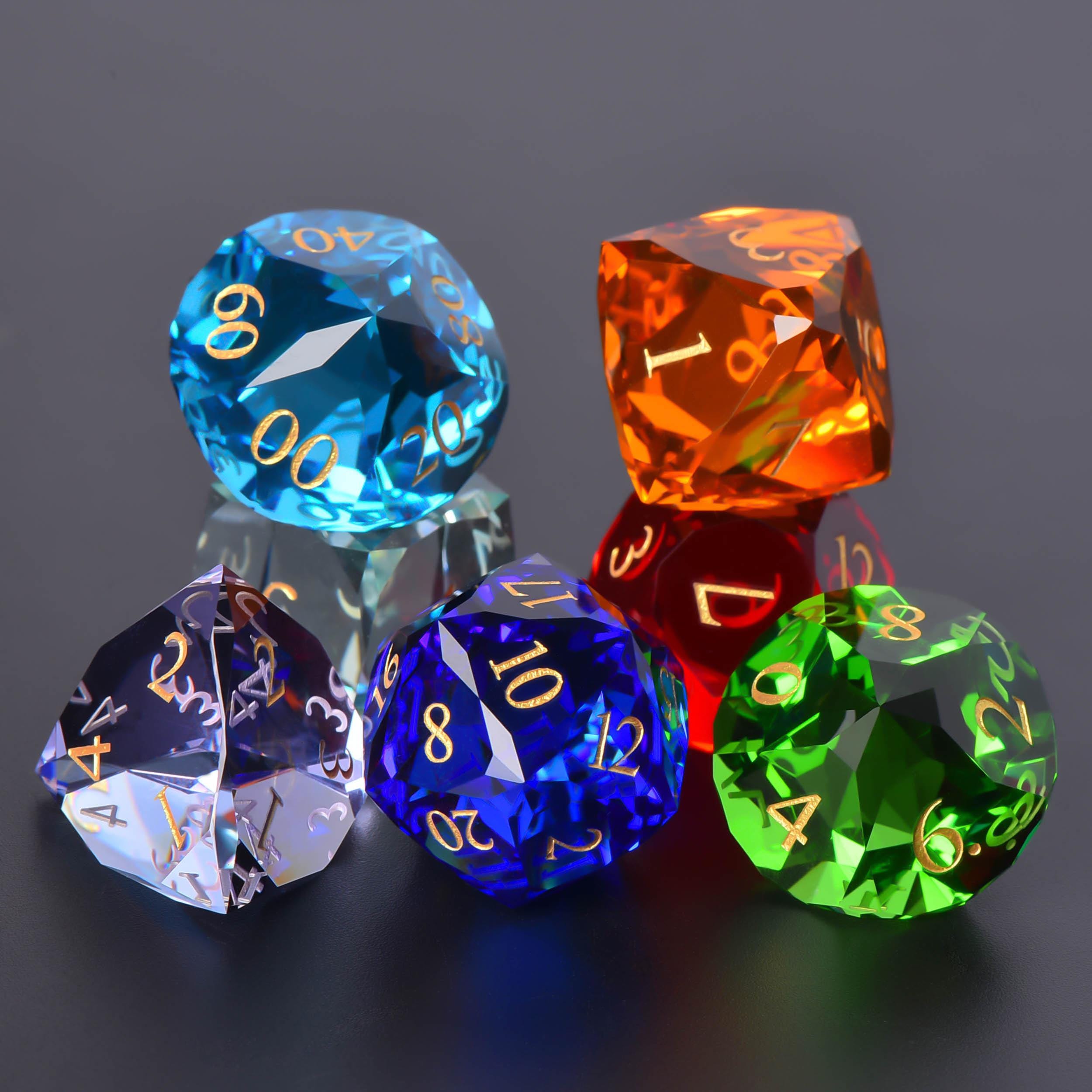 Dwarf Cut Rainbow Zircon Glass Dungeons and Dragons Dice Set | Gemstone ...