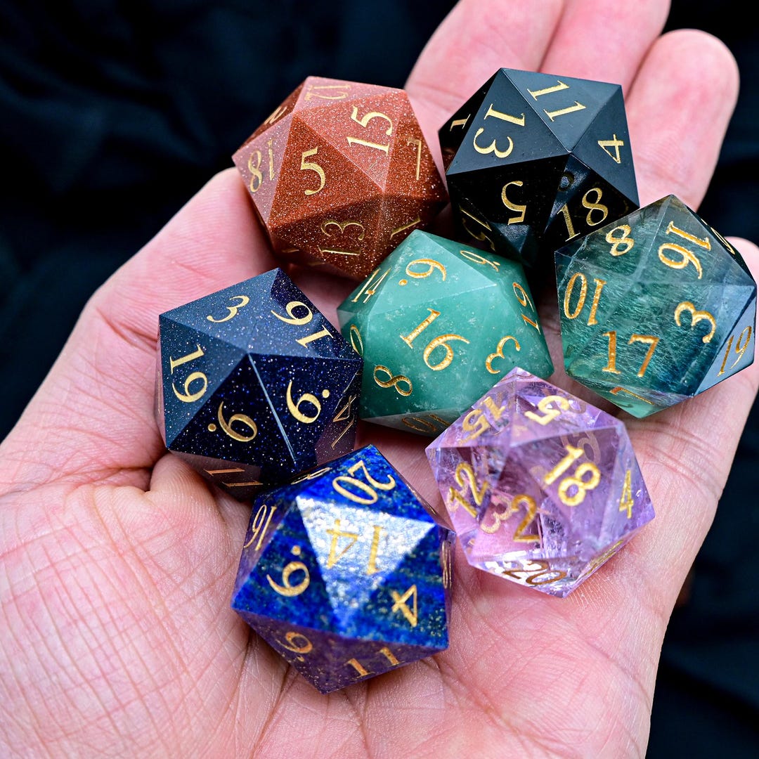 30mm Giant Gemstone Dice | Oversized D20 Gemstone Dice | DND Dice ...