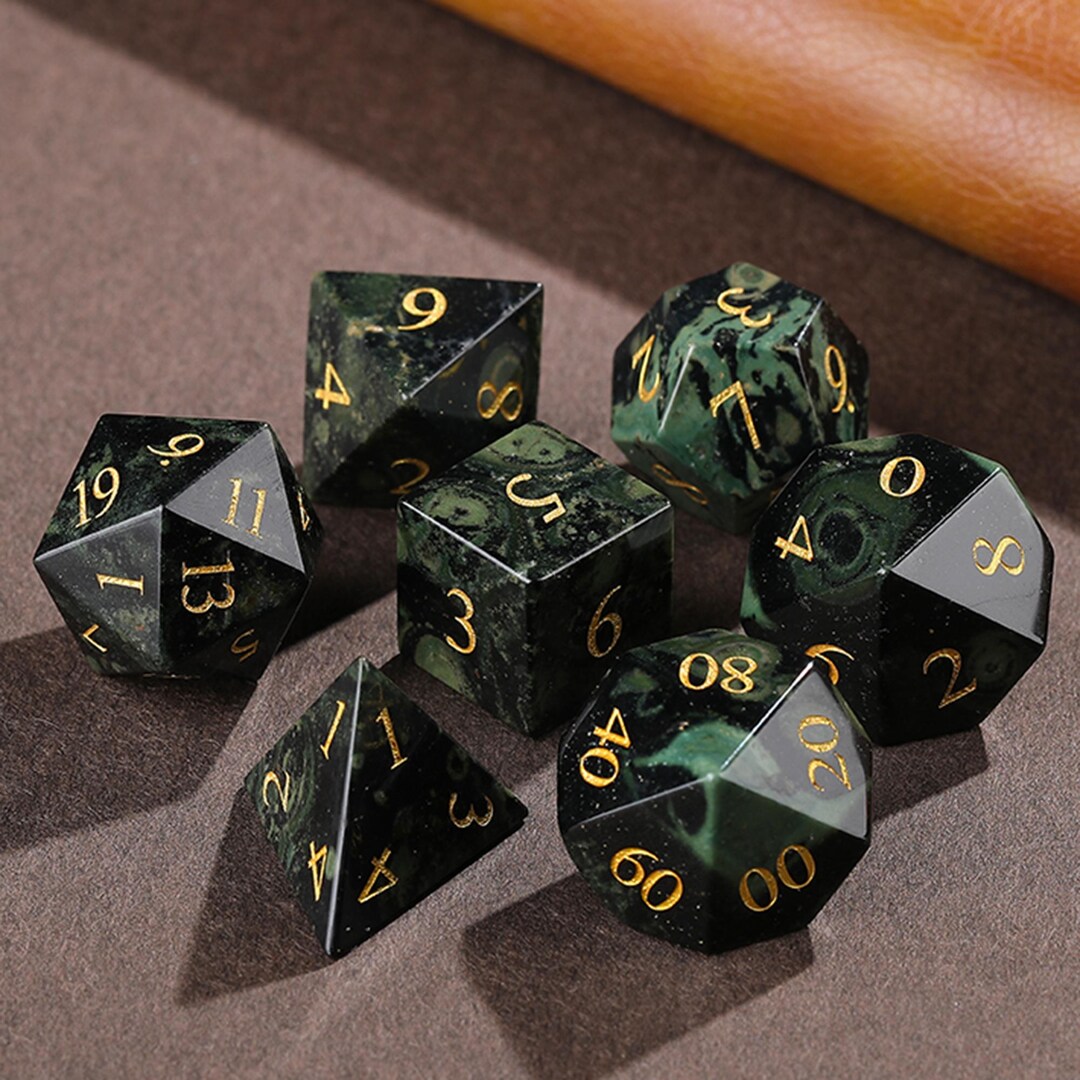 Kambaba Jasper Gmestone Dice Set | Dungeons and Dragons Gemstone Dice ...