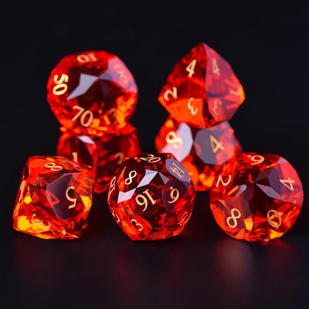 Garnet Gemstone DND Dice Set: Zircon Glass Tabletop RPG Accessory - Etsy