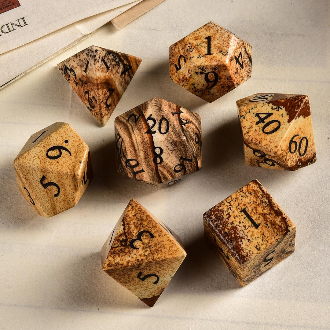 Picture Jasper Gemstone Dice Set Dungeons and Dragons Gemstone Dice Set ...