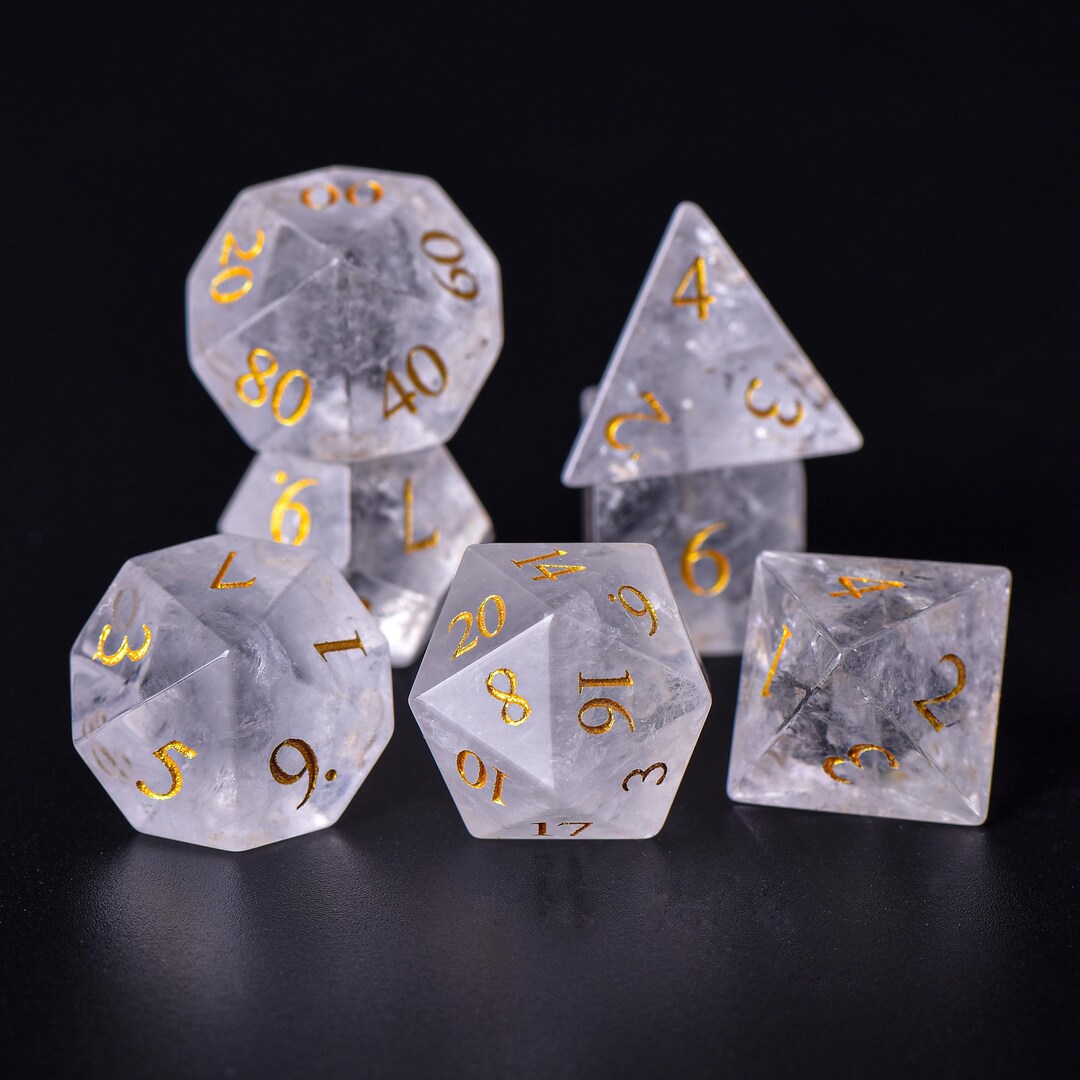 Clear Quartz Gemstone Dice Set: Hand Carved Polyhedral RPG Dice - Etsy