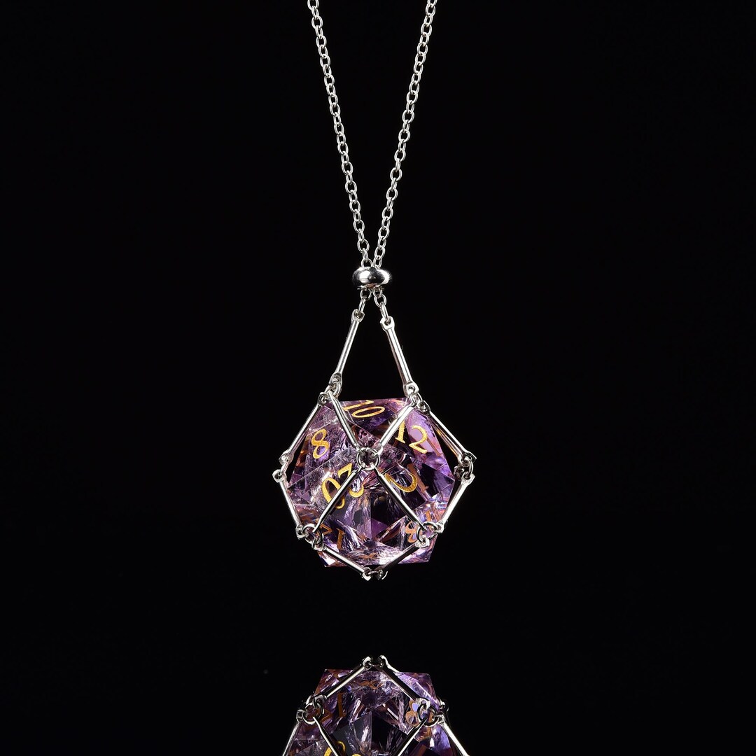 30MM Sparkling D20 Dice Cage Necklace | Statement Jewelry for Game ...