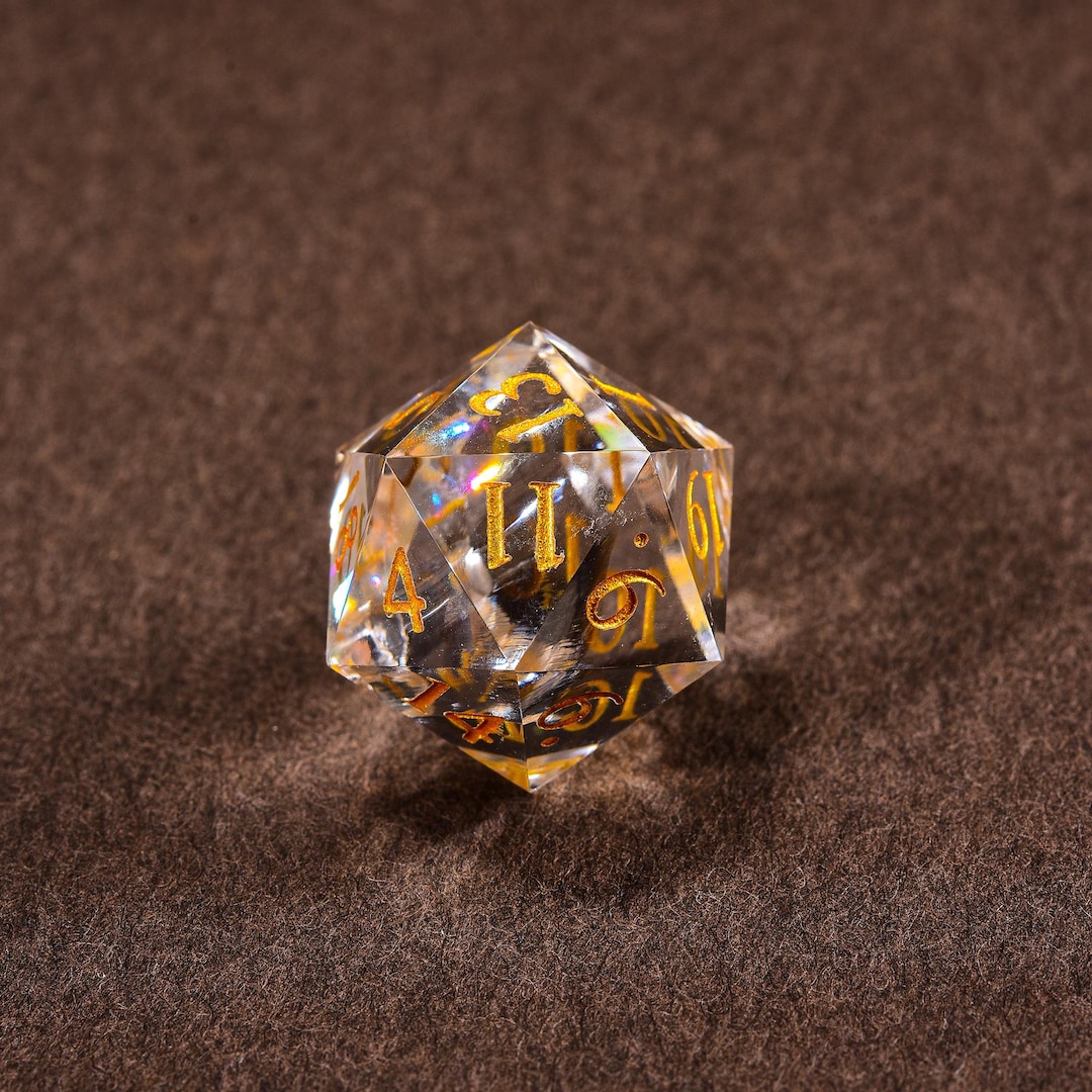 Genuine Rainbow Clear Quartz Dungeons and Dragons Gemstone D20 Dice ...