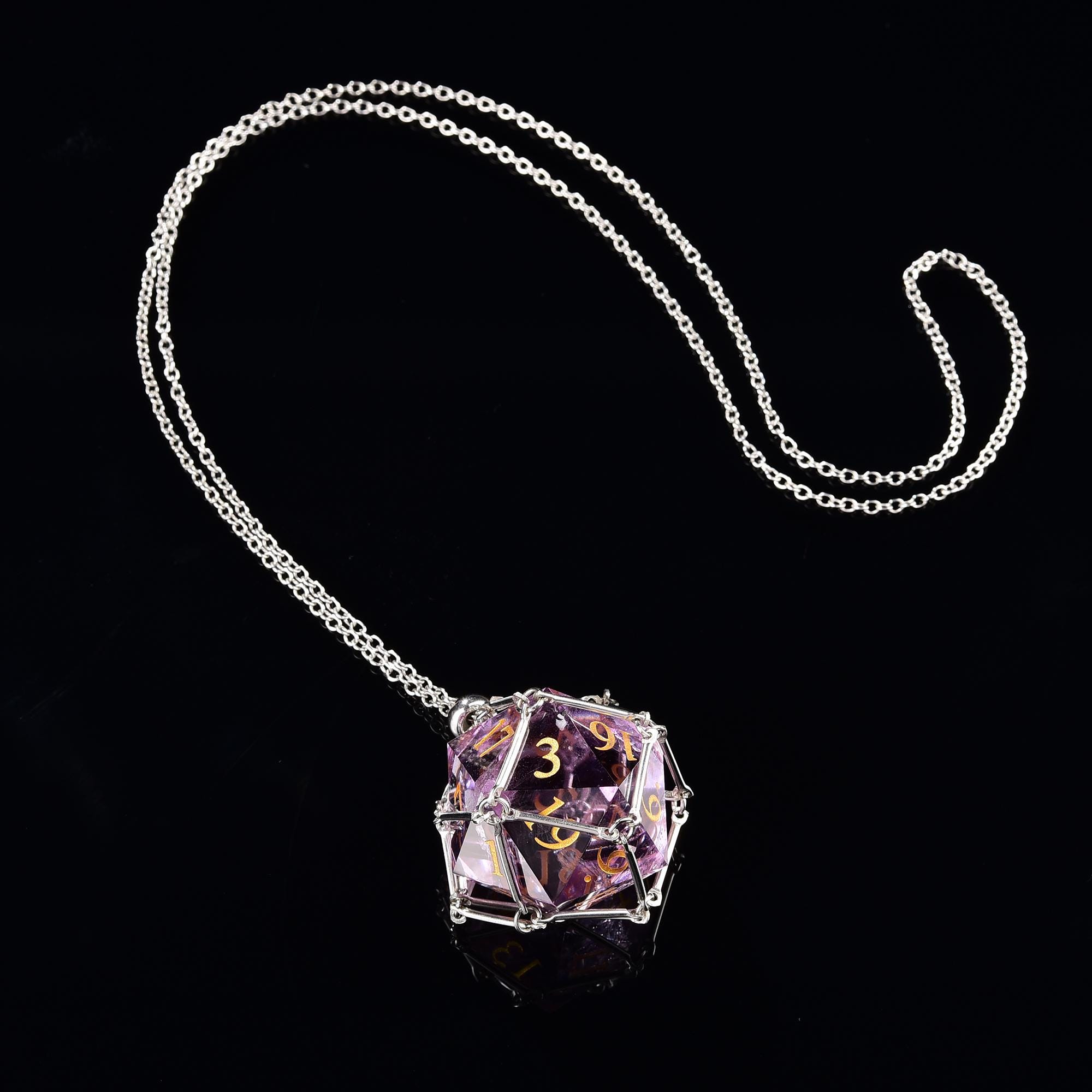 30MM Sparkling D20 Dice Cage Necklace | Statement Jewelry for Game ...