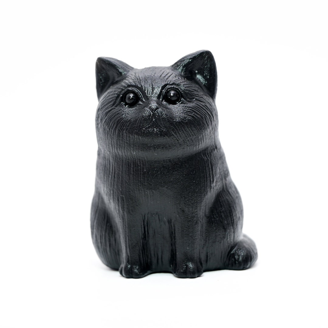 Obsidian Self Standing Kitty for Home Decor Obsidian Crystal Cat for ...